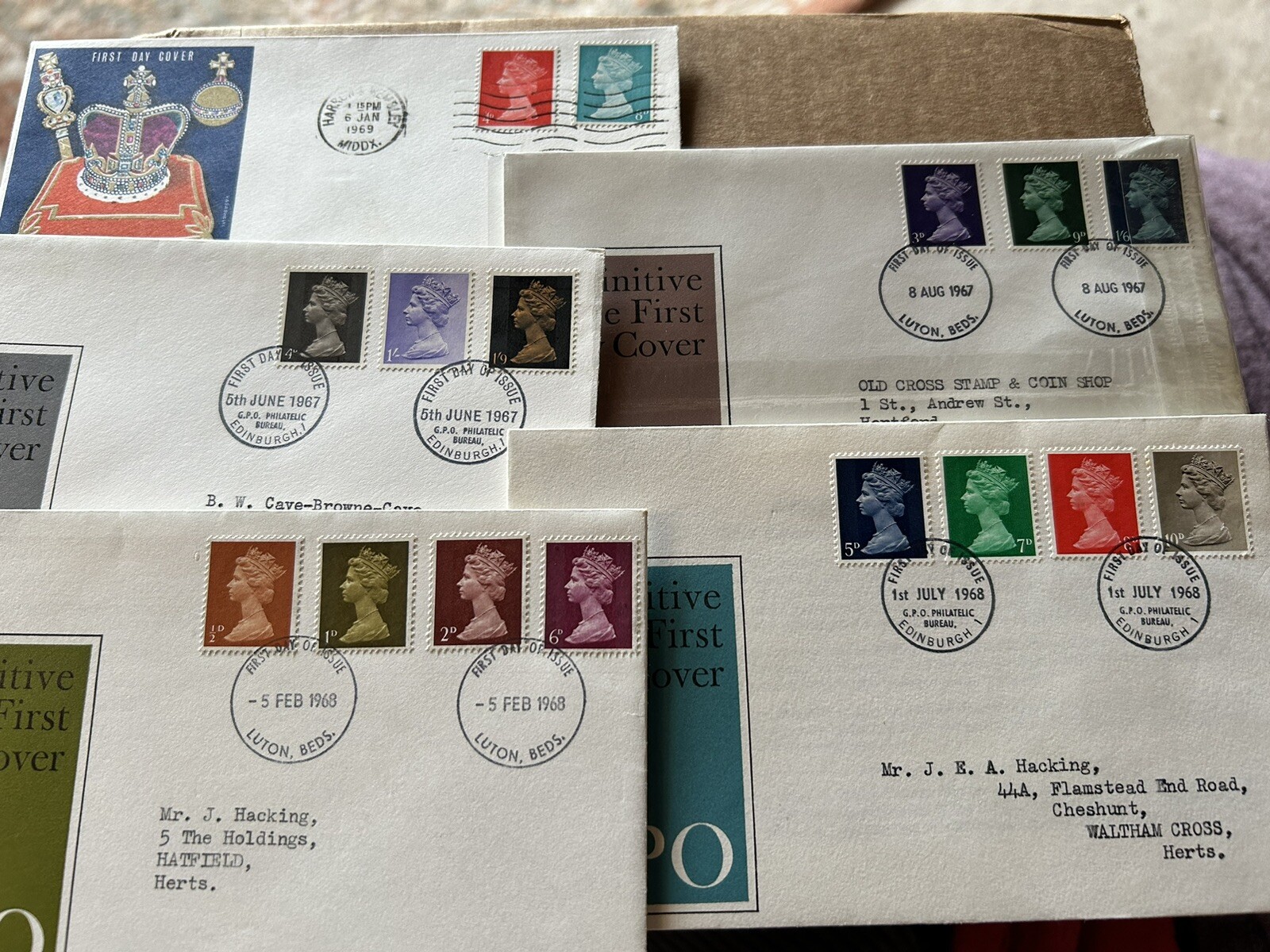 GB - Pre-decimal Machin Stamps - x 5 First day Of Issue Covers - Used ...