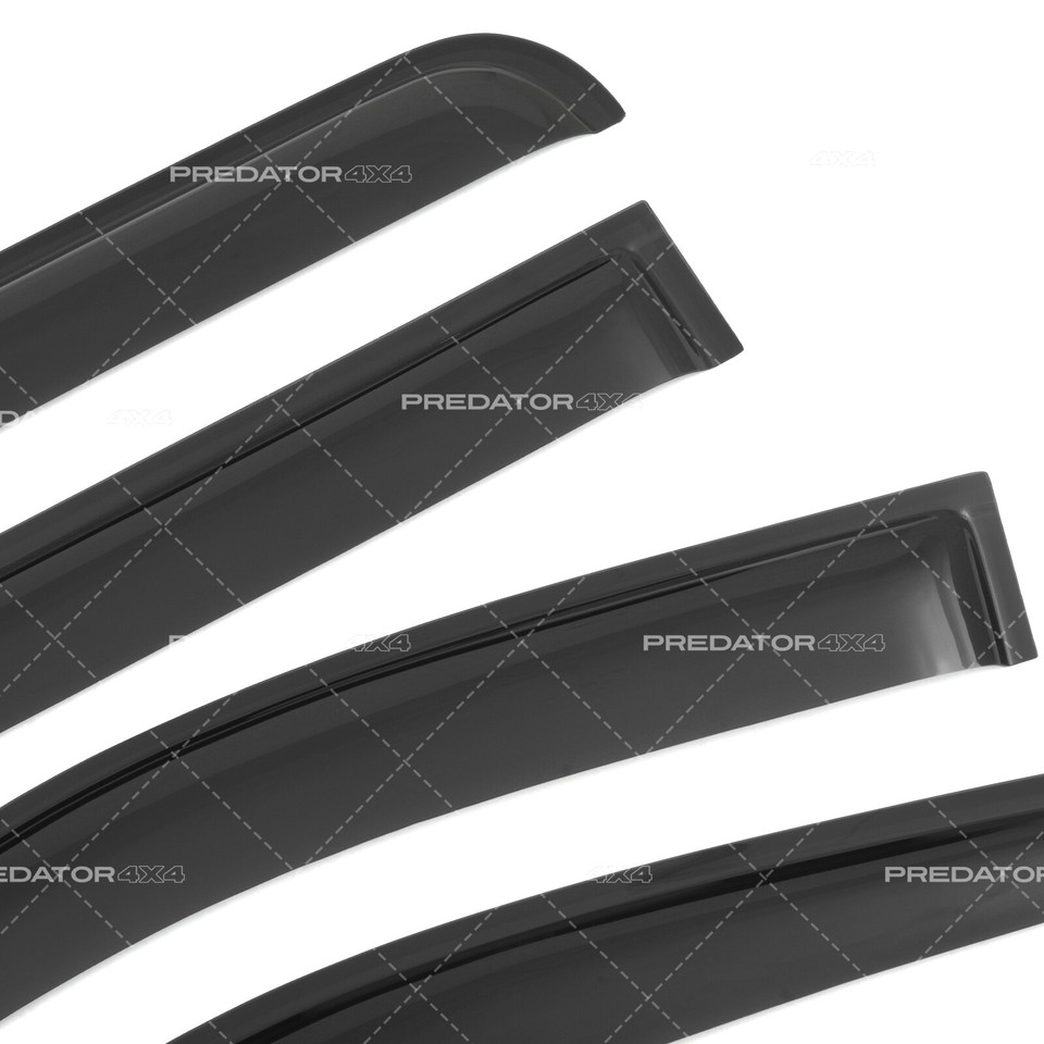 BLACK WIND DEFLECTORS DOOR WINDOW VISORS SET FOR NISSAN NAVARA D23 ...