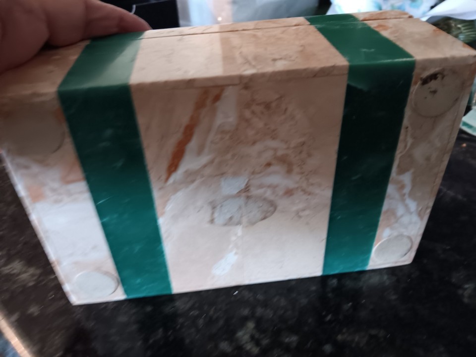 Renoir Designs Tessellated Stone Box Rectangular Marble Jewelry Trinket ...