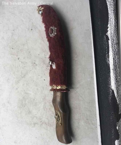 Vintage Handmade Ornate Curved Steel Dagger Knife With Red Velvet ...