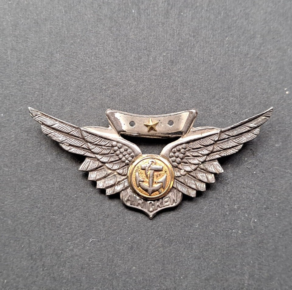 Vintage Sterling Silver WW2 US Pilot Air Crew Wings Badge VANGUARD | eBay