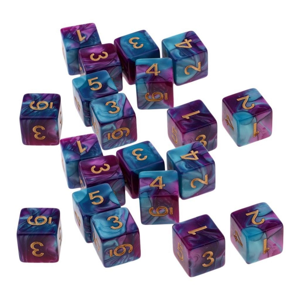 20x Double Color D6 6-Sided 16mm Dice Role Playing for RPG Math ...