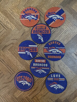 Completed Diamond Coasters: Set of 8 Denver Broncos Coasters With ...