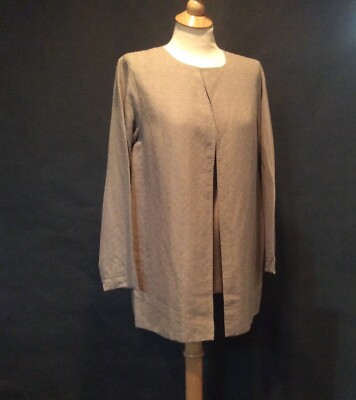 Eileen Fisher Silk & Linen Beige - Magnetic Top Closure Jacket Women PM ...