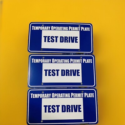 3 Test Driver Dealer Plate Tag Temporary Operating Permit | eBay