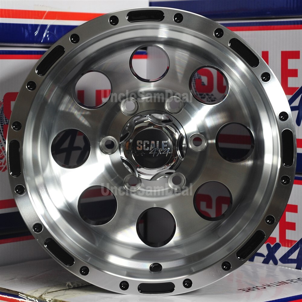 15x10 6x139.7 6x5.5 -46 OFFSET SCALE 4x4 S52 MACHINE BLACK 8 HOLE TRUCK ...