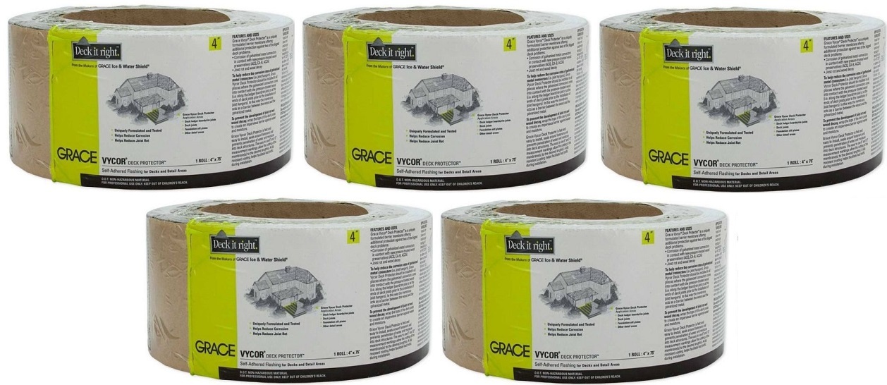 (5) ea Grace 45639 4" x 75' ft rolls Vycor Deck Protector Membrane | eBay