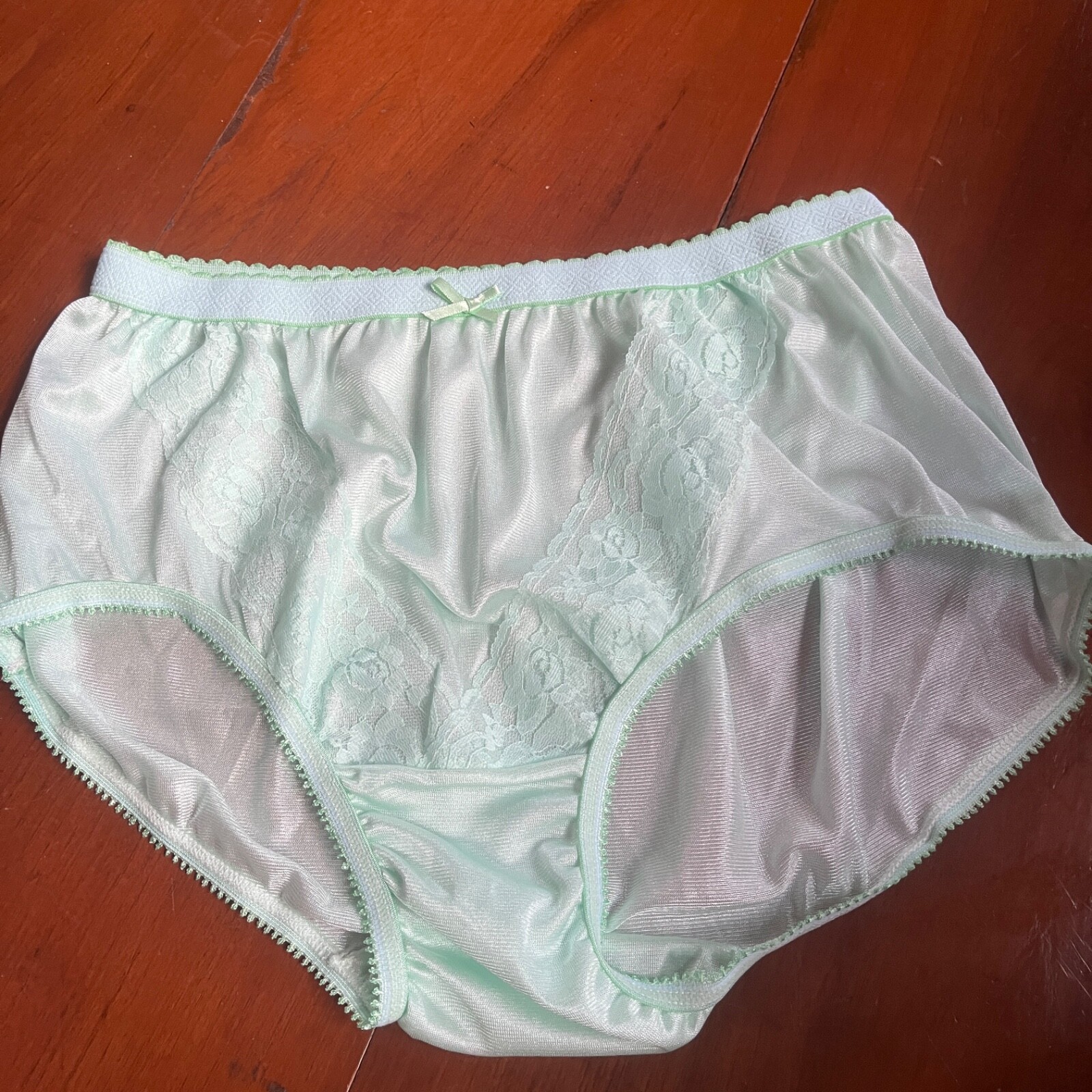 Panties Slippery Nylon Double Layer Crotch Briefs Vintage Size 7 Lace ...