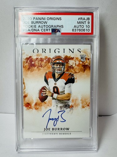 Joe Burrow RC Rookie Auto PSA 9 10 Auto 2020 Panini Origins RA-JB ON ...