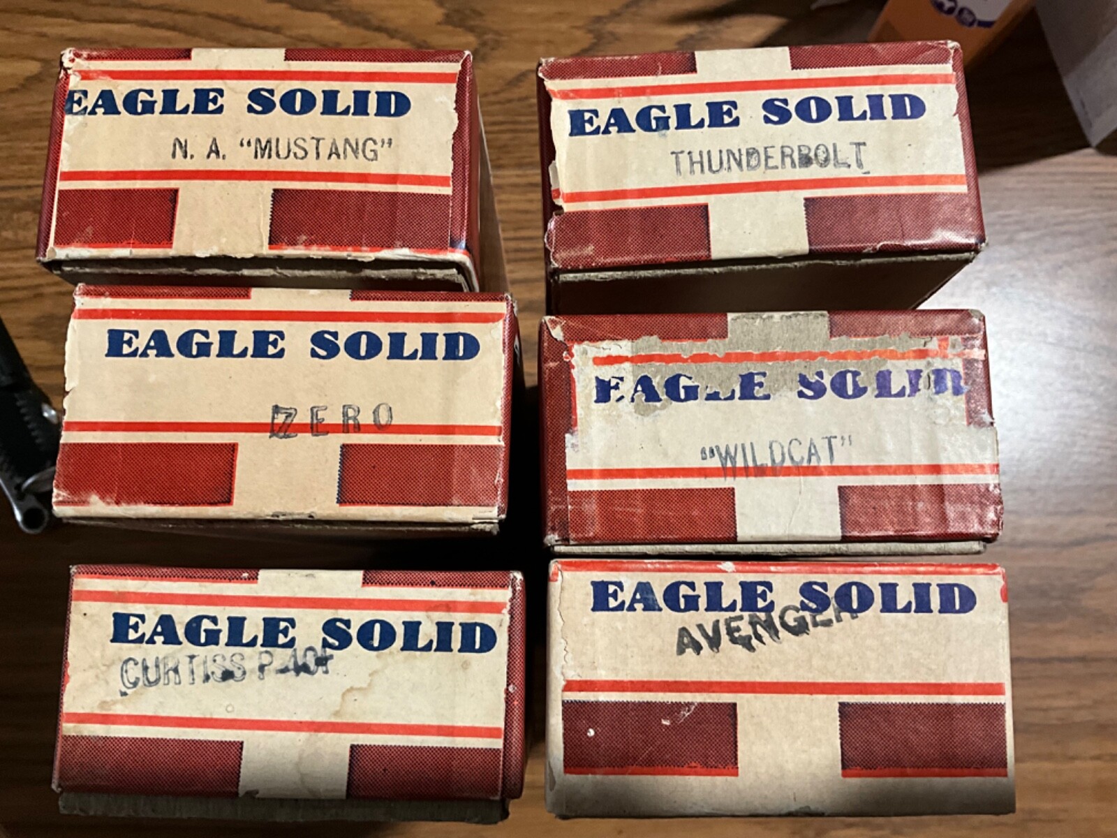 6 Vintage WW2 Eagle Solids wood aircraft models. All complete and ...