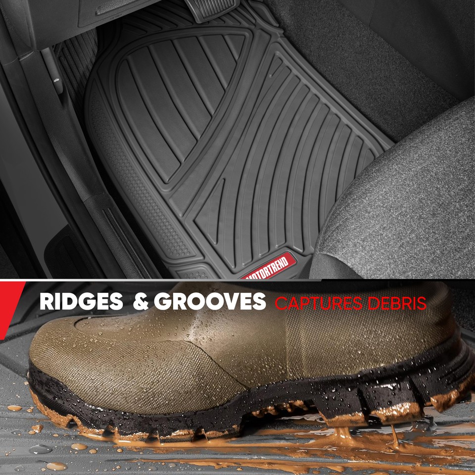 Gray FlexTough All Weather HD Rubber Mats Package - 4pc Floor Liners ...