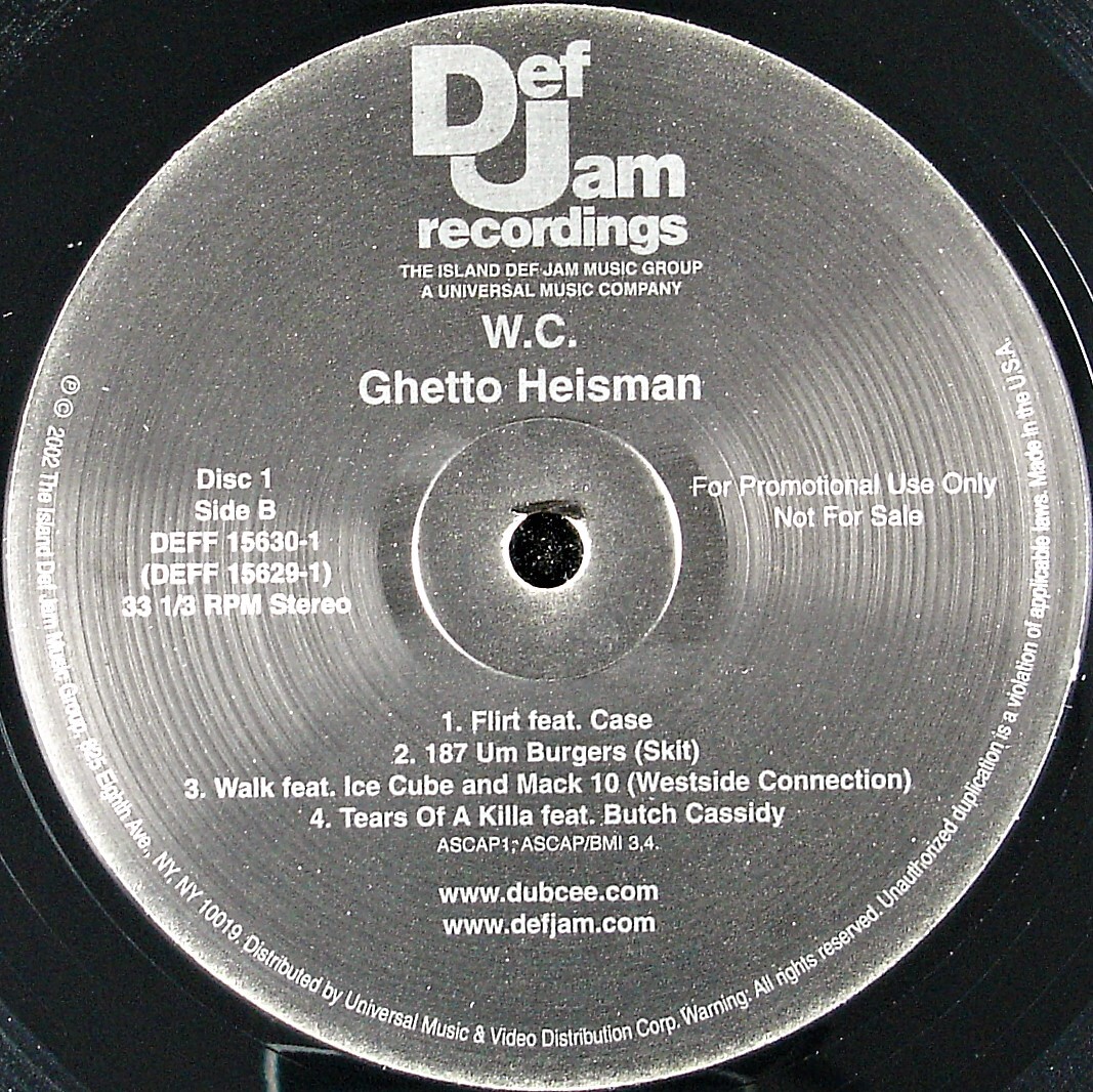 WC "GHETTO HEISMAN" 2002 VINYL 2X LP ALBUM PROMO CLEAN DEFF 15631-1 ...