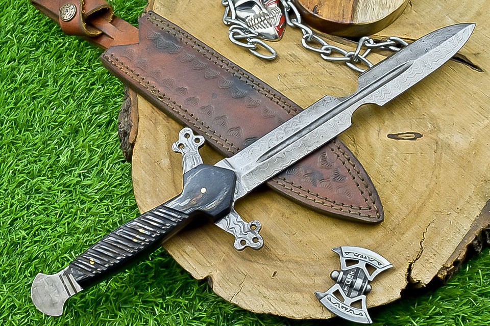 Custom Handmade Damascus Short sword, Dagger knife - Wood HANDLE, SN-3822 | eBay