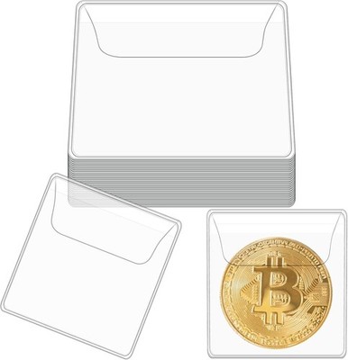 50Pcs Coin Sleeves 2.1 x 2.1 Inches Clear Coin Protectors Single Pocket ...