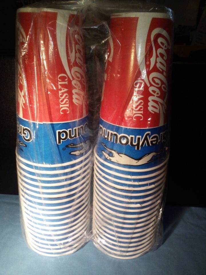 Coca-Cola Vintage Paper Cups 32 oz (36) with Greyhound Bus Promotional Graphics | eBay
