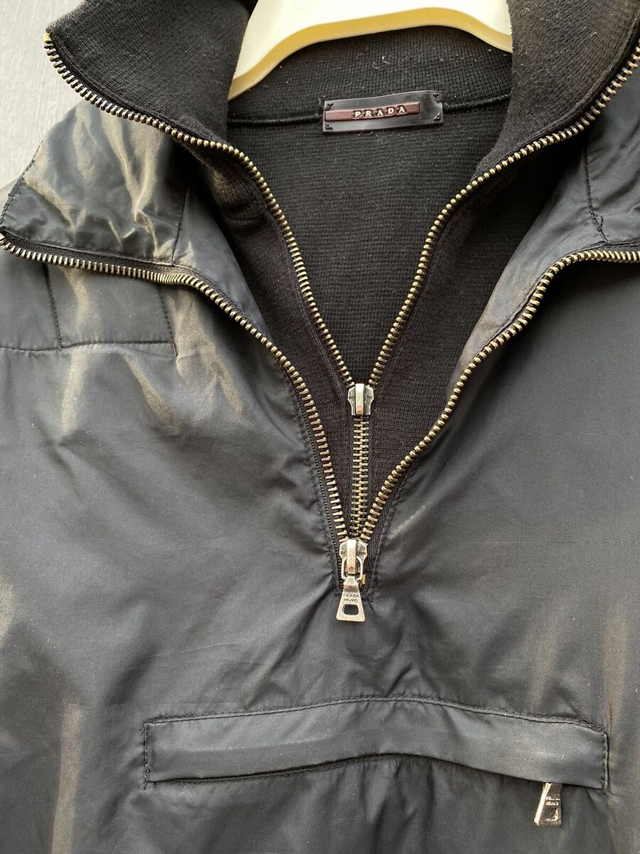 Vintage Prada Double Collar nylon 1/4 zip sweater size M/L Vintage Prada Double Collar nylon 1/4 zip sweater size M/L