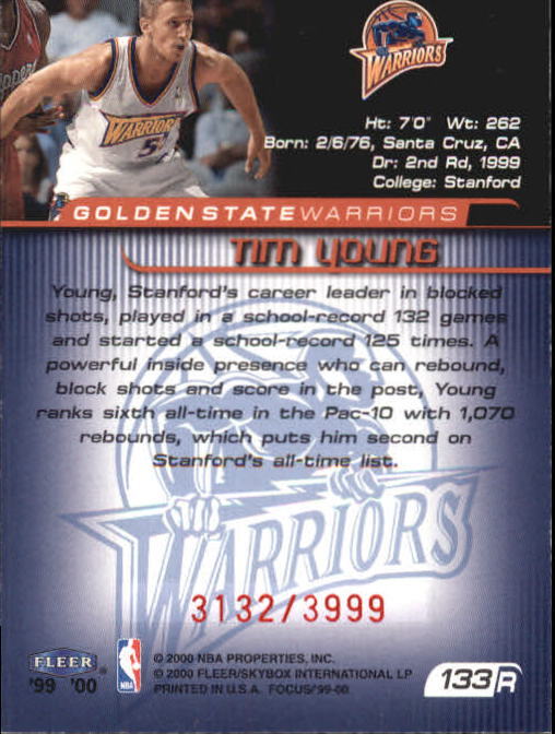 1999-00 Fleer Focus Golden State Warriors Basketball Card #133 Tim ...