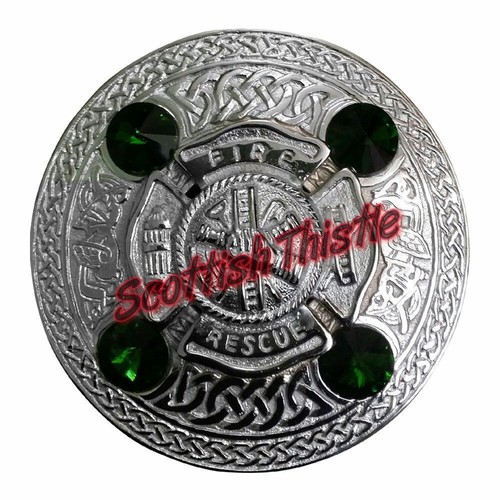 Men's US Firefighter Fly Plaid Brooch Green Stone/Scottish Kilt Fly ...