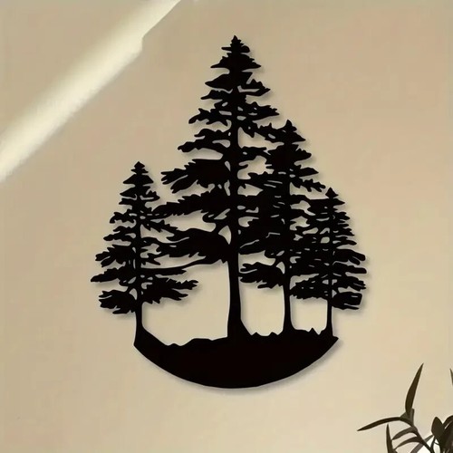 1pc Pine Tree Metal Wall Art Decor, 30x23cm Black Natural Symbol for ...