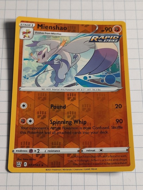 Pokémon TCG Mienshao Sword & Shield - Battle Styles 077/163 Reverse ...