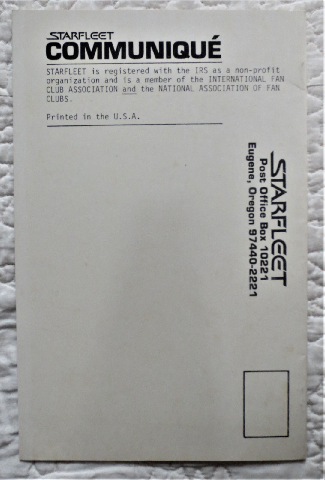 STAR TREK STARFLEET COMMUNIQUE VOLUME 2 ISSUE 3 SPOCK COVER | eBay