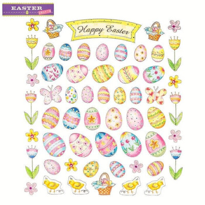 EASTER CRAFTS Happy Easter Eggs Foiled Stickers - 57 pcs | eBay