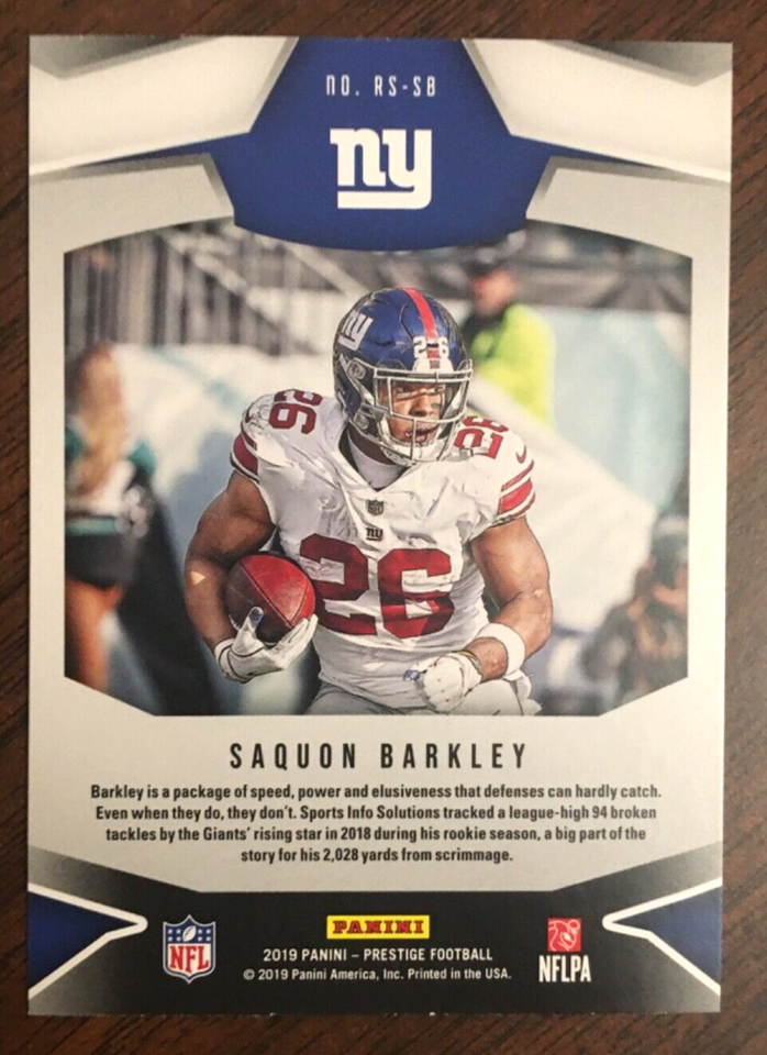 2019 PANINI PRESTIGE SAQUON BARKLEY 2nd YEAR RISING STARS CARD NO. RS ...