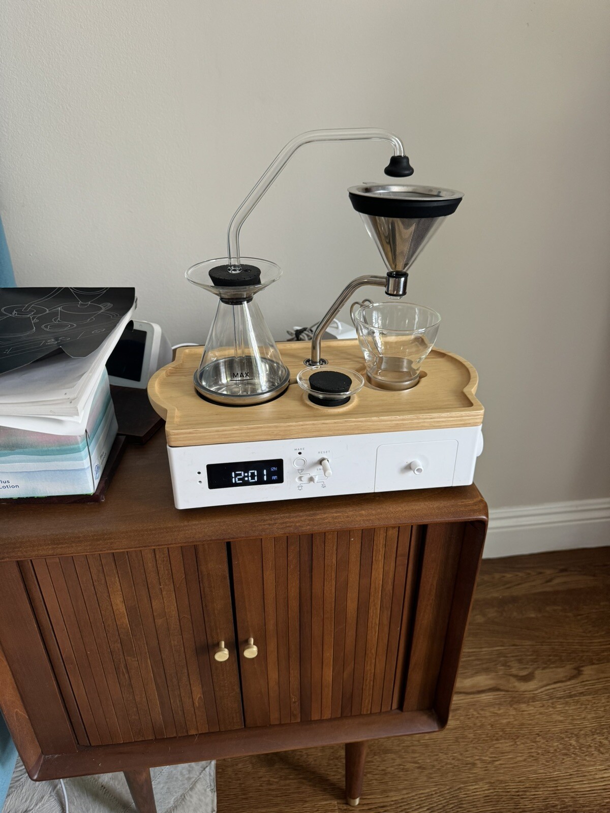 Joy Resolve Barisieur Pour Over Coffee Maker Alarm Clock (White) Bed ...