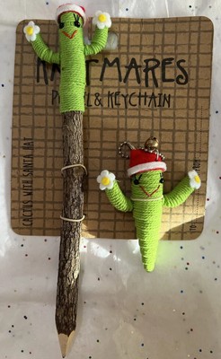 Knitmares | Pencil & Keychain | Cactus With Santa Hat | New! | eBay