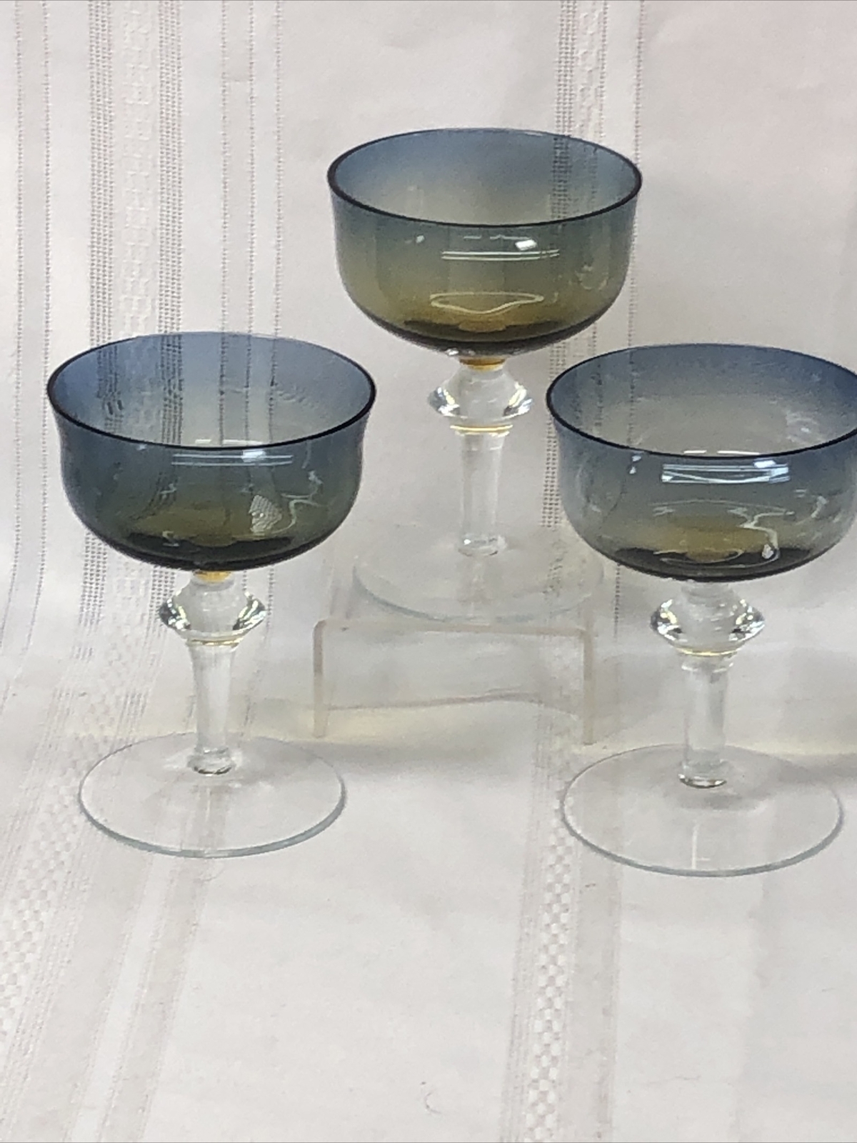 Set Of 3 Denby Aurora Amber And Blue Champagne S Herbert Glasses 5 1/4 ...