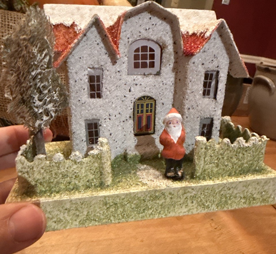 Vintage Japan Putz Pink & White House Bisque Santa | eBay