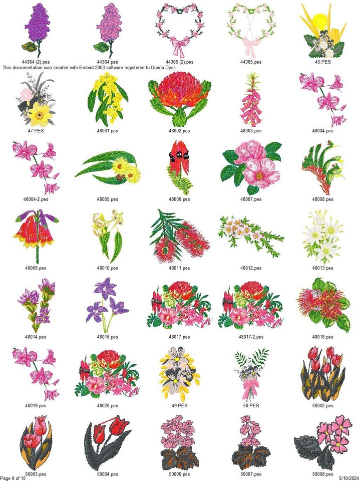 500 ASSORTED FLOWERS 01 EMBROIDERY MACHINE DESIGNS COLLECTION PES USB ...
