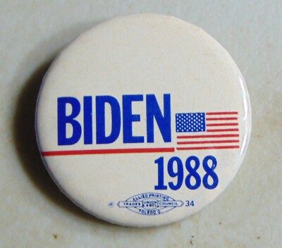 Joe Biden 1988 campaign pin button political | eBay
