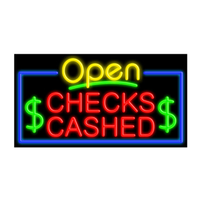 Checks Cashed Glass Neon Sign 37"L x 20"H #15483 | eBay