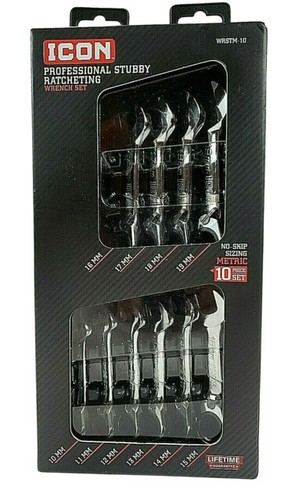 Icon Metric Professional Stubby Ratcheting Combination Wrench Set ...