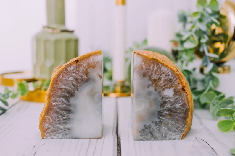 11 lbs Amethyst Book Ends, Agate Bookend Pair - Geode Bookend - Home ...