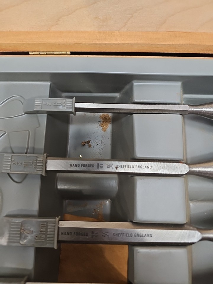 K106- Record Marples Chisel Set - 6 Pieces Set in wood box - England | eBay