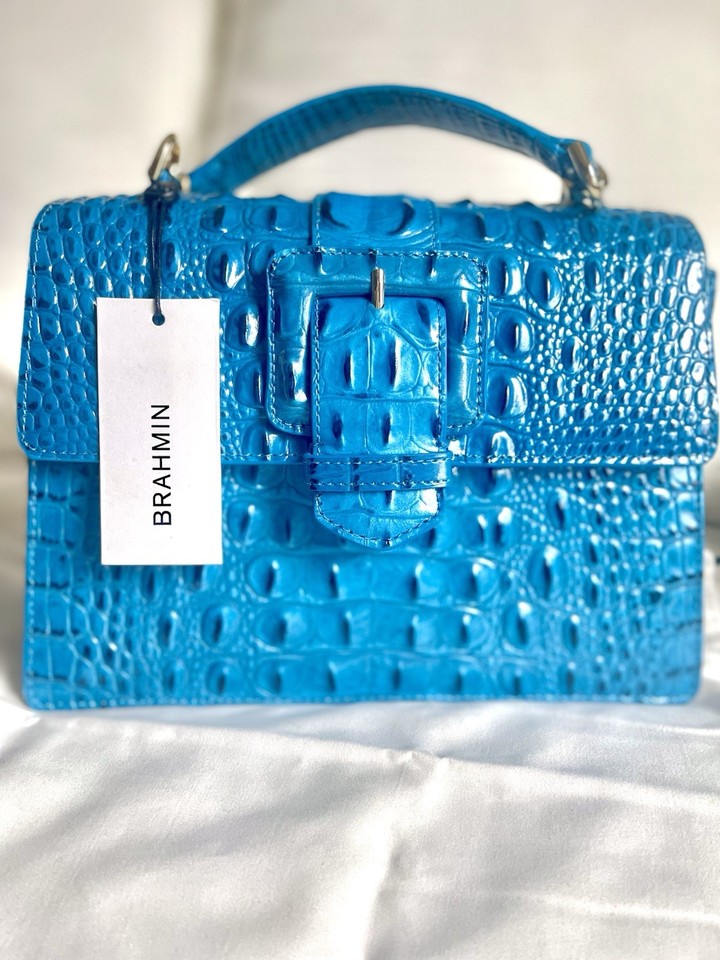Brahmin Small Hallie Vibrant Azure Top Handle Crossbody With Wallet NWT ...