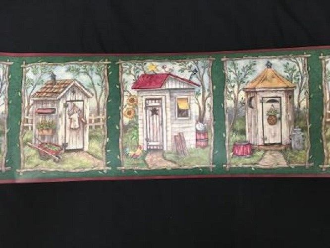 Outhouse Wall Border Prepasted Red Green #CUP3365 | eBay