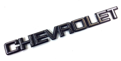 NOS Chevy Chevrolet Block Letters Emblem Nameplate Badge Chrome & Black ...