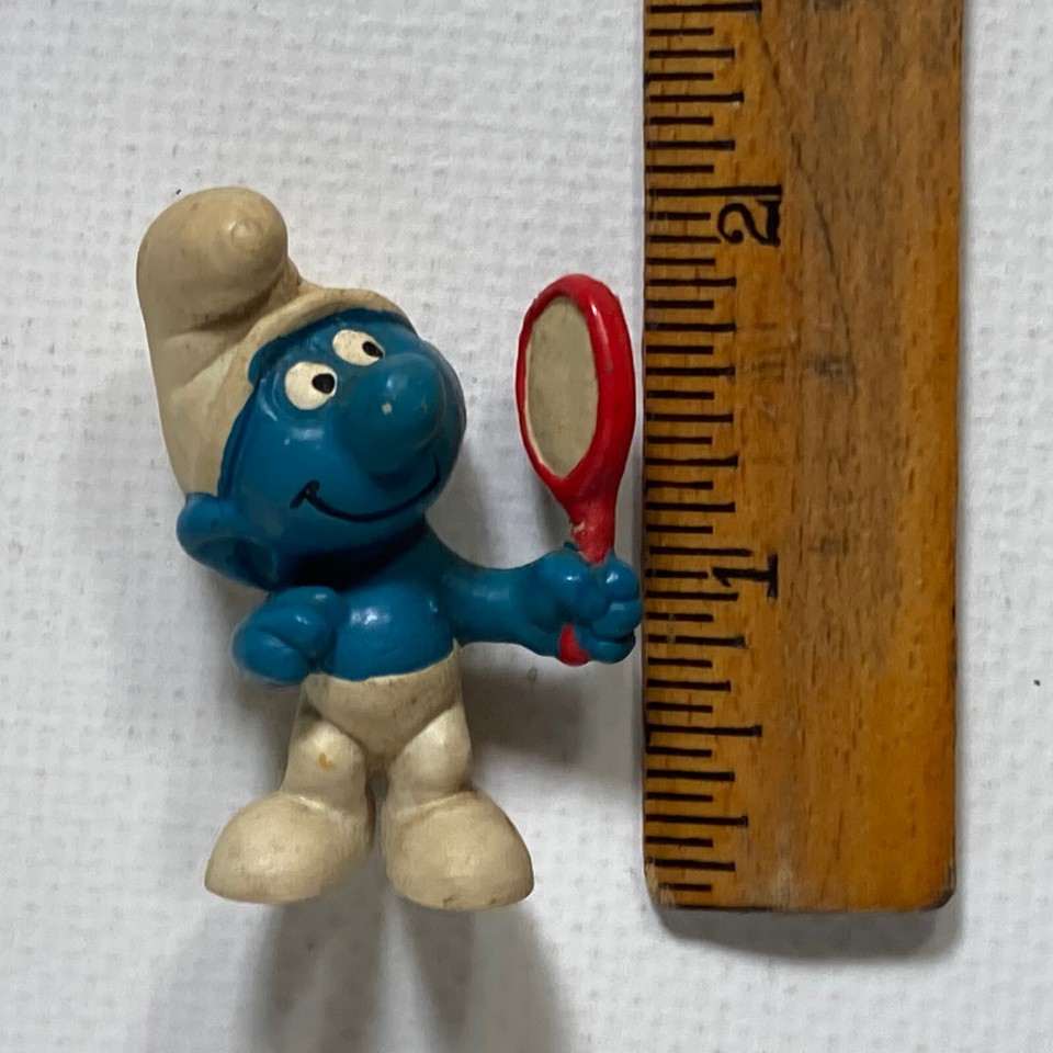VTG Vanity Smurf Red Mirror Rare Figurine PVC PEYO Original 1970s Hong ...