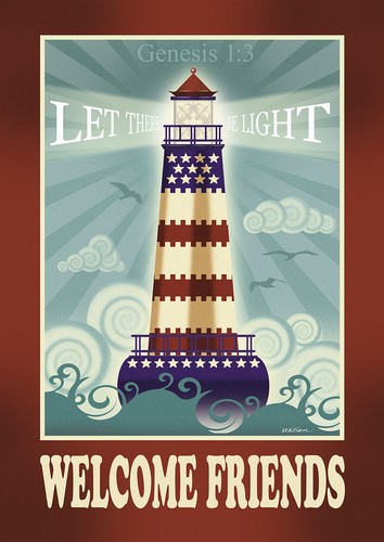 Toland Let There Be Light 12x18 Welcome Lighthouse Shine Waves Garden ...