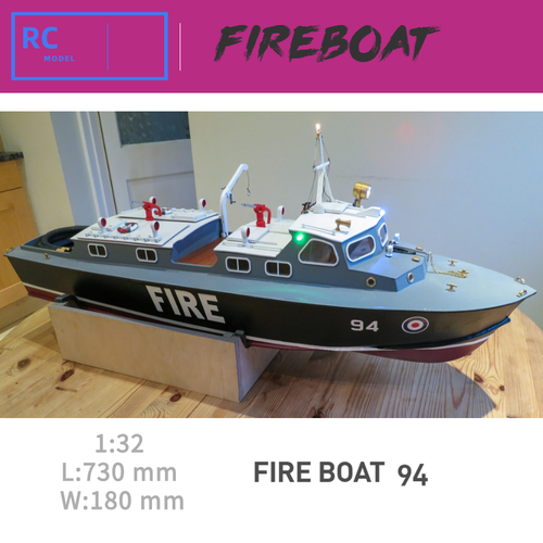 FIRE BOAT 94 1/32 730mm ABS RC Model Ship Kit | eBay