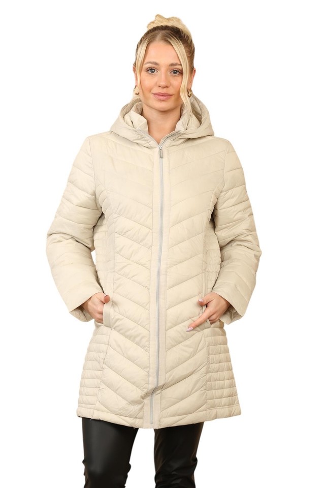 Women's Long Jacket Quilted Padded Hooded Puffer Casual Ladies Warm ...