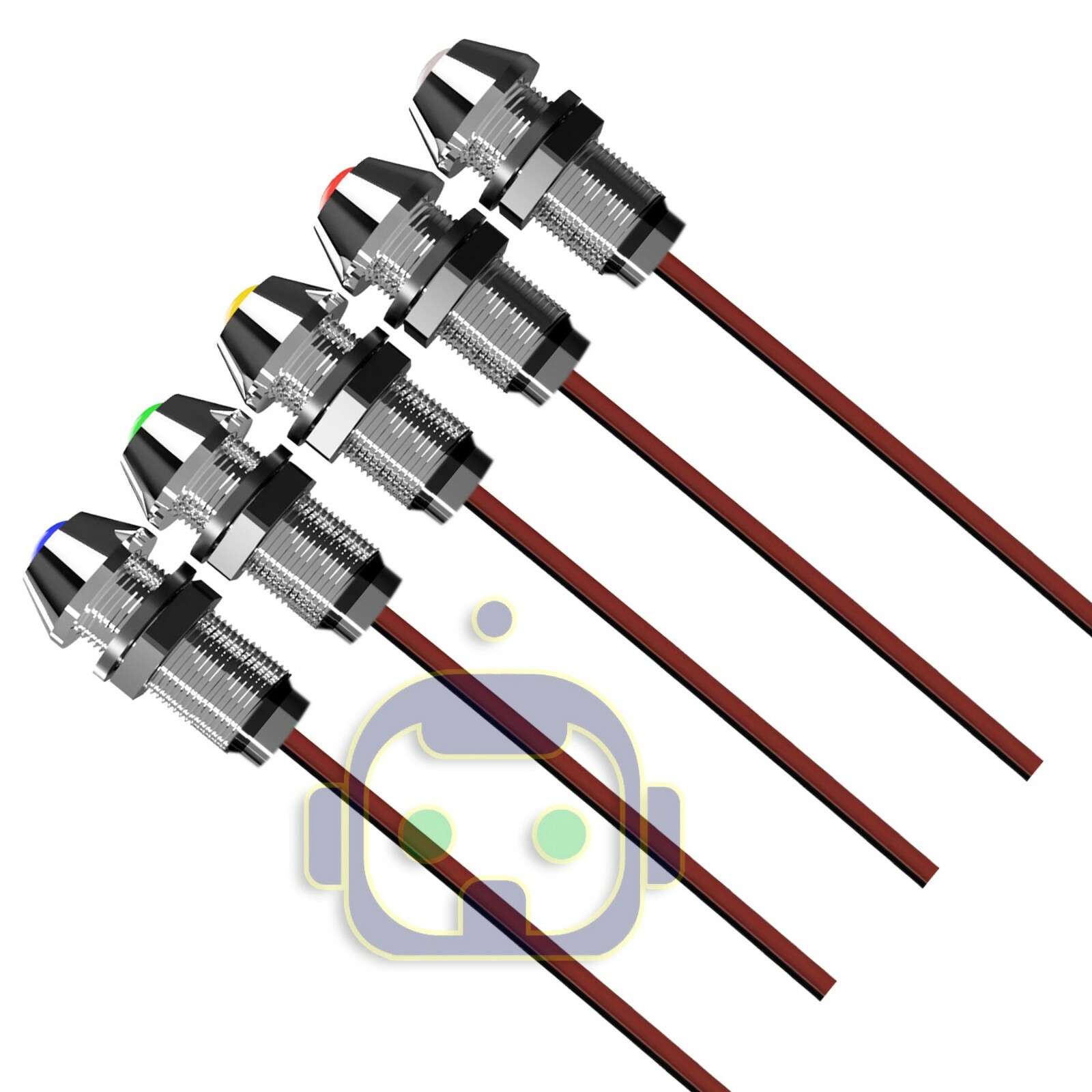 2~10 PCS 8mm Wired LED Diode Metal Case PANEL INDICATOR WARNING LIGHT ...