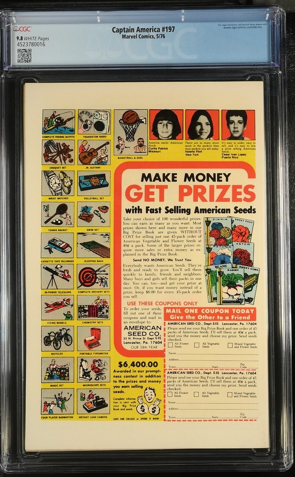 CAPTAIN AMERICA #197 - CGC 9.8 WP - NM/MT - JACK KIRBY | eBay