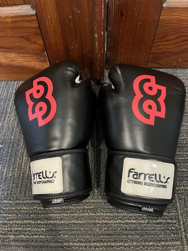 Mens Boxing Gloves 14 oz Black Red White Guantes Farrell's Training ...