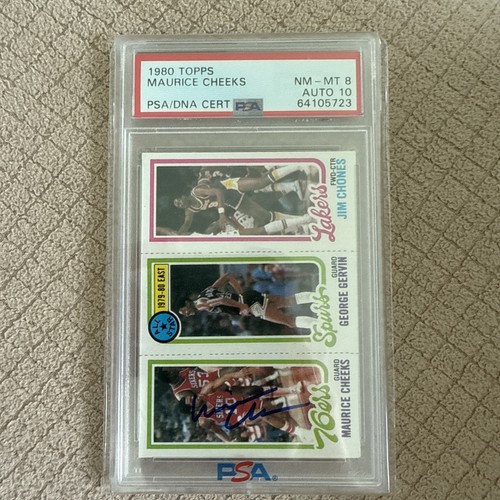 1980 TOPPS MAURICE CHEEKS RC GEORGE GERVIN CHONES PSA 8 DNA AUTO 10 HOF ...