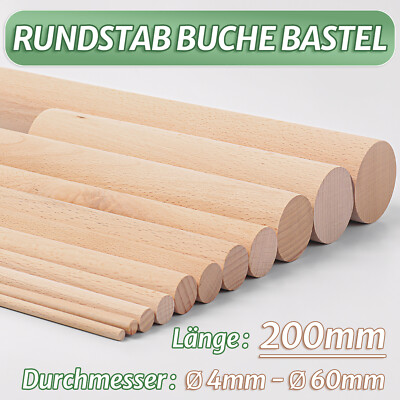 Rundstab Buche Ø 4mm bis 60mm x 20cm, Holzrundstab, Rundstäbe Holzstab ...