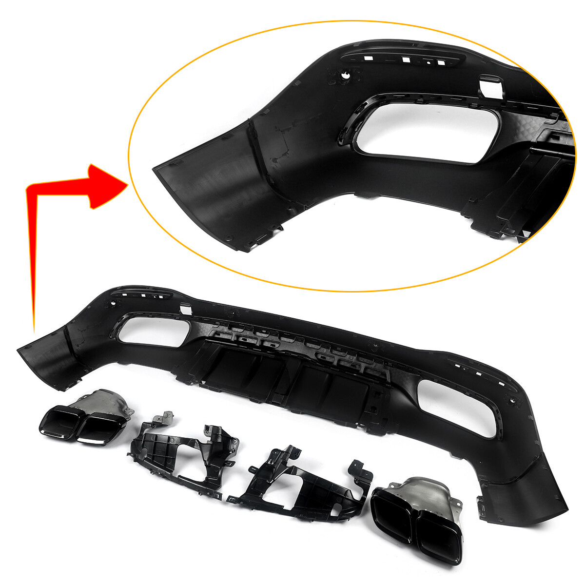 Fits Mercedes GLE Class W167 GLE63 Look Rear Bumper Diffuser+Exhaust ...